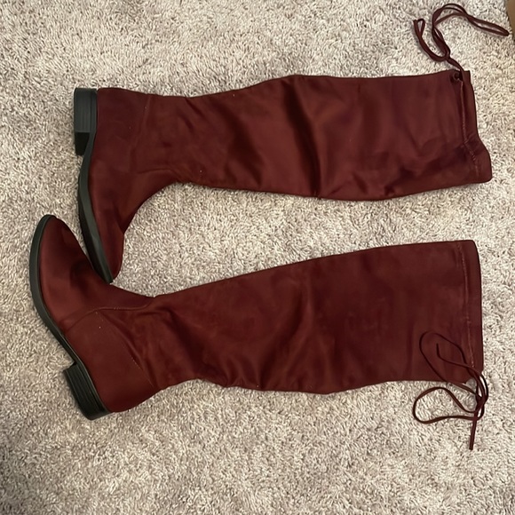 Charlotte Russe | Shoes | Suede Wine Colored Thigh High Boots | Poshmark